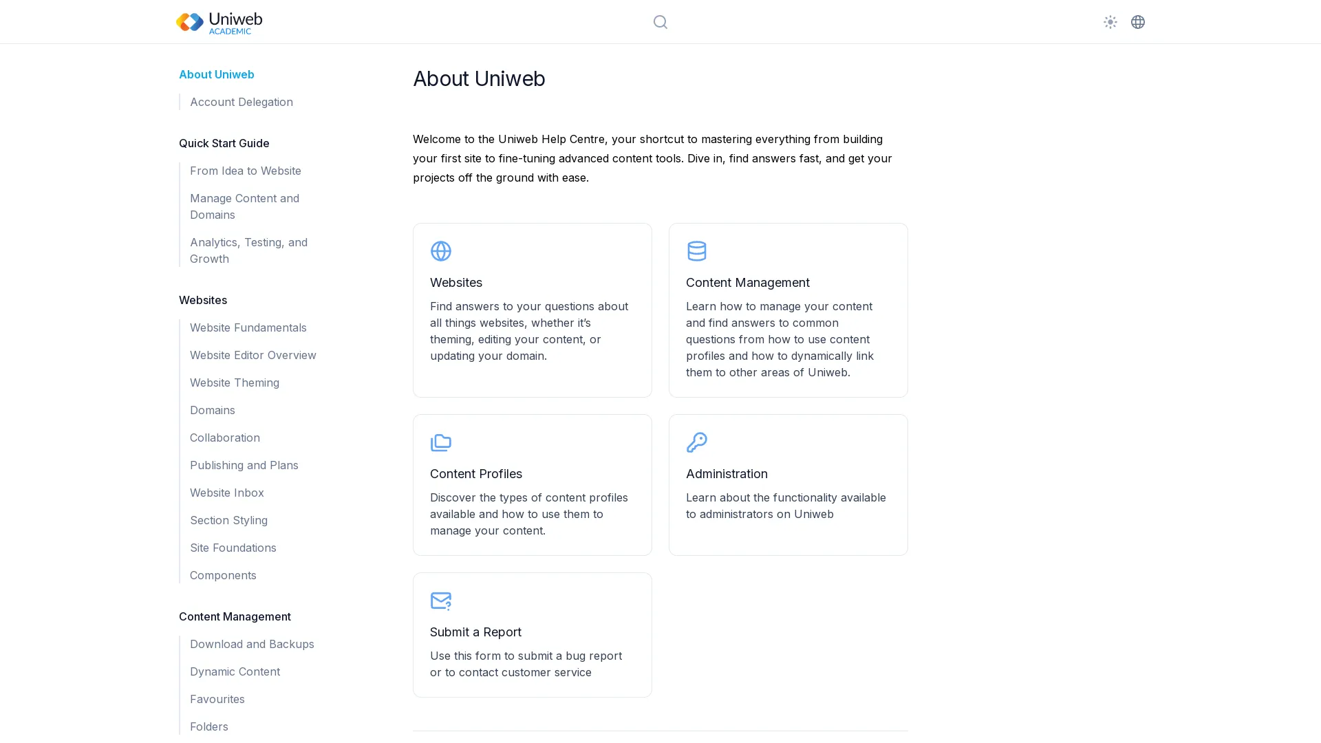 Uniweb Academic Documentation | Quick Start Guide